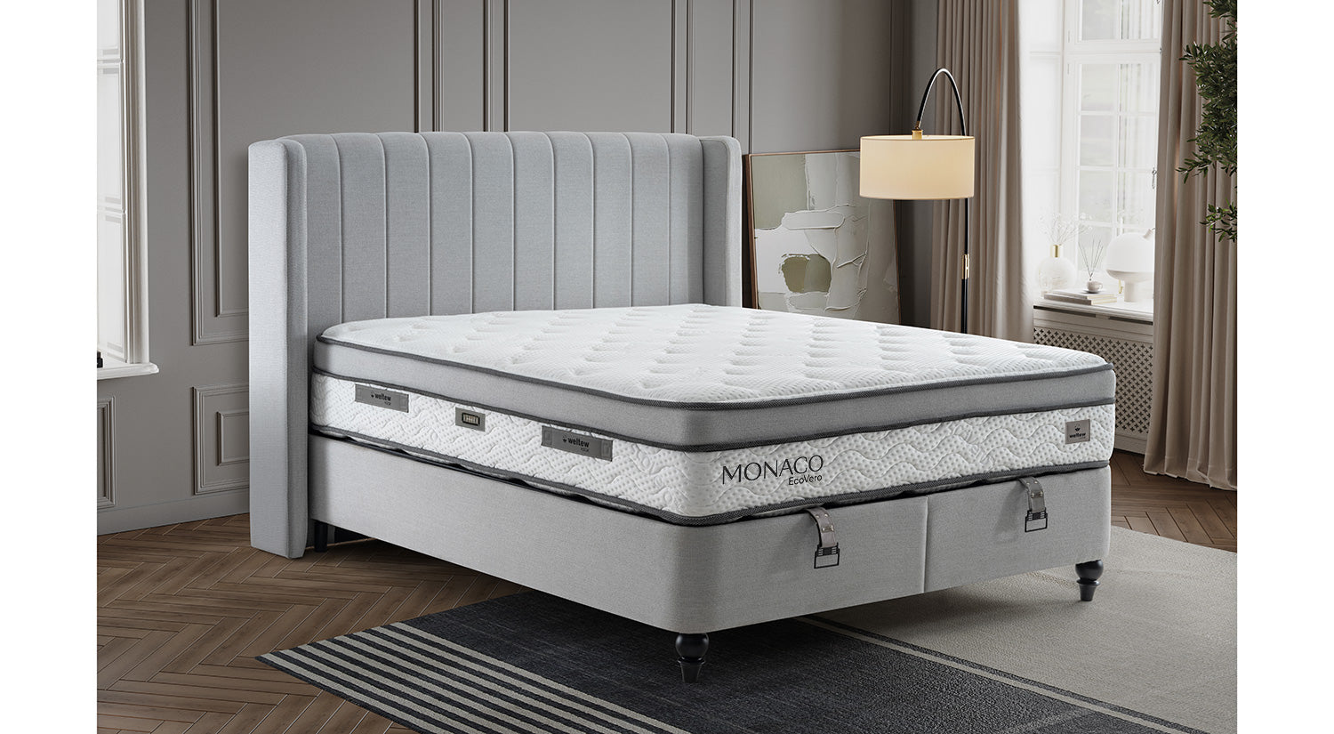 WTW Monaco Mattress, Base and Headboard Set – Zellano